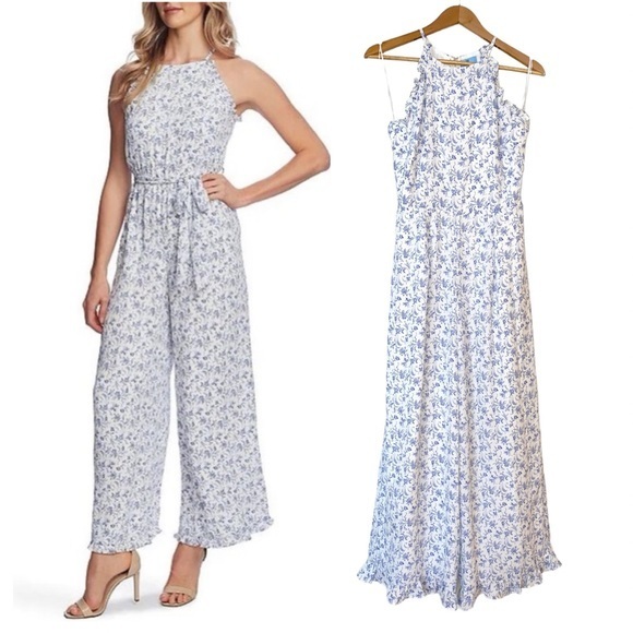 CeCe | Pants & Jumpsuits | Cece Wide Leg Ruffle Trim Victorian Floral ...